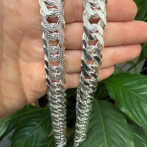 Sterling Silver Heavy Double Curb 16mm Wide Diamond-cut Miami Cuban ...
