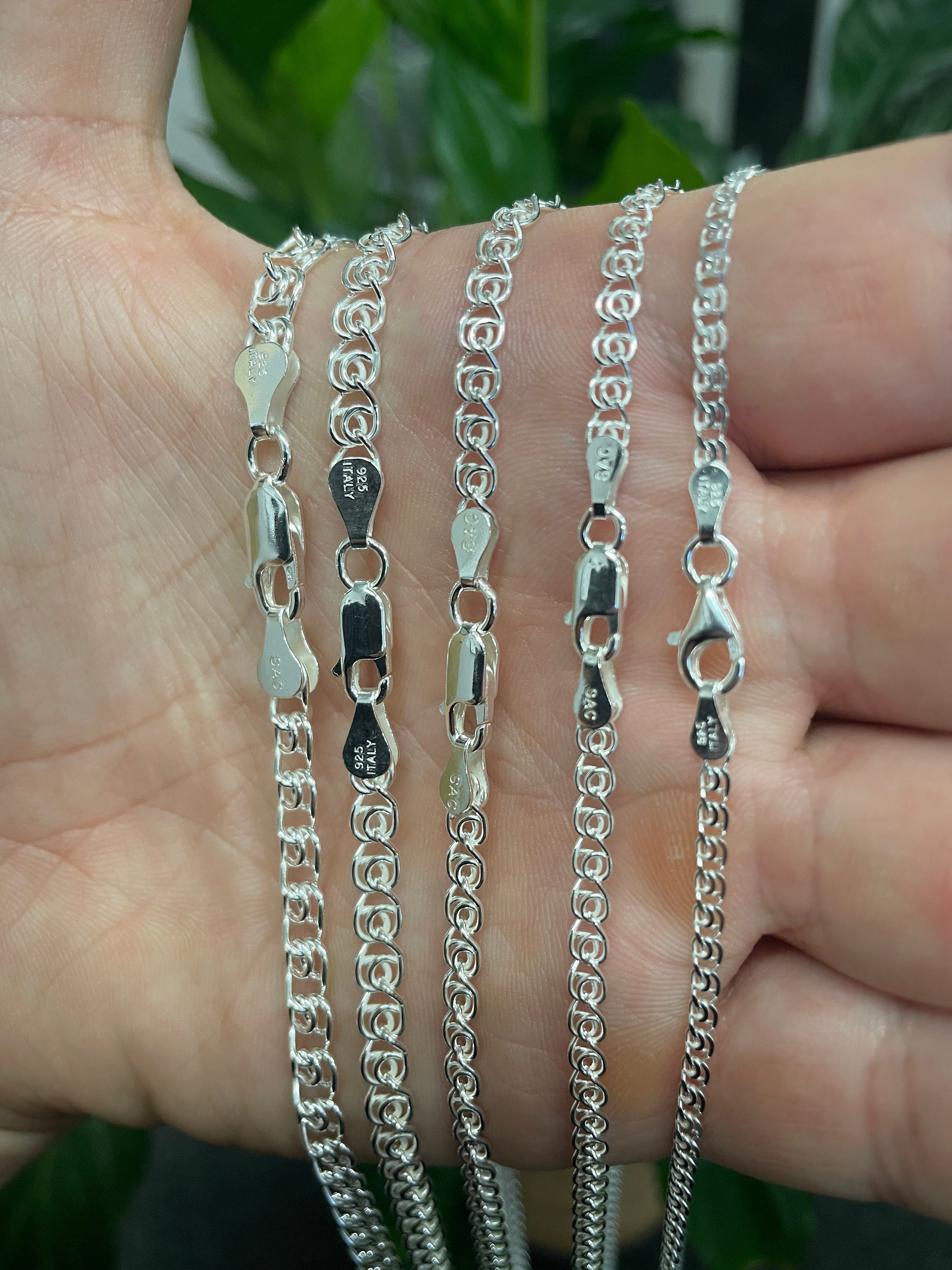 Italian Sterling Silver Love Chain Necklace 925 - Etsy