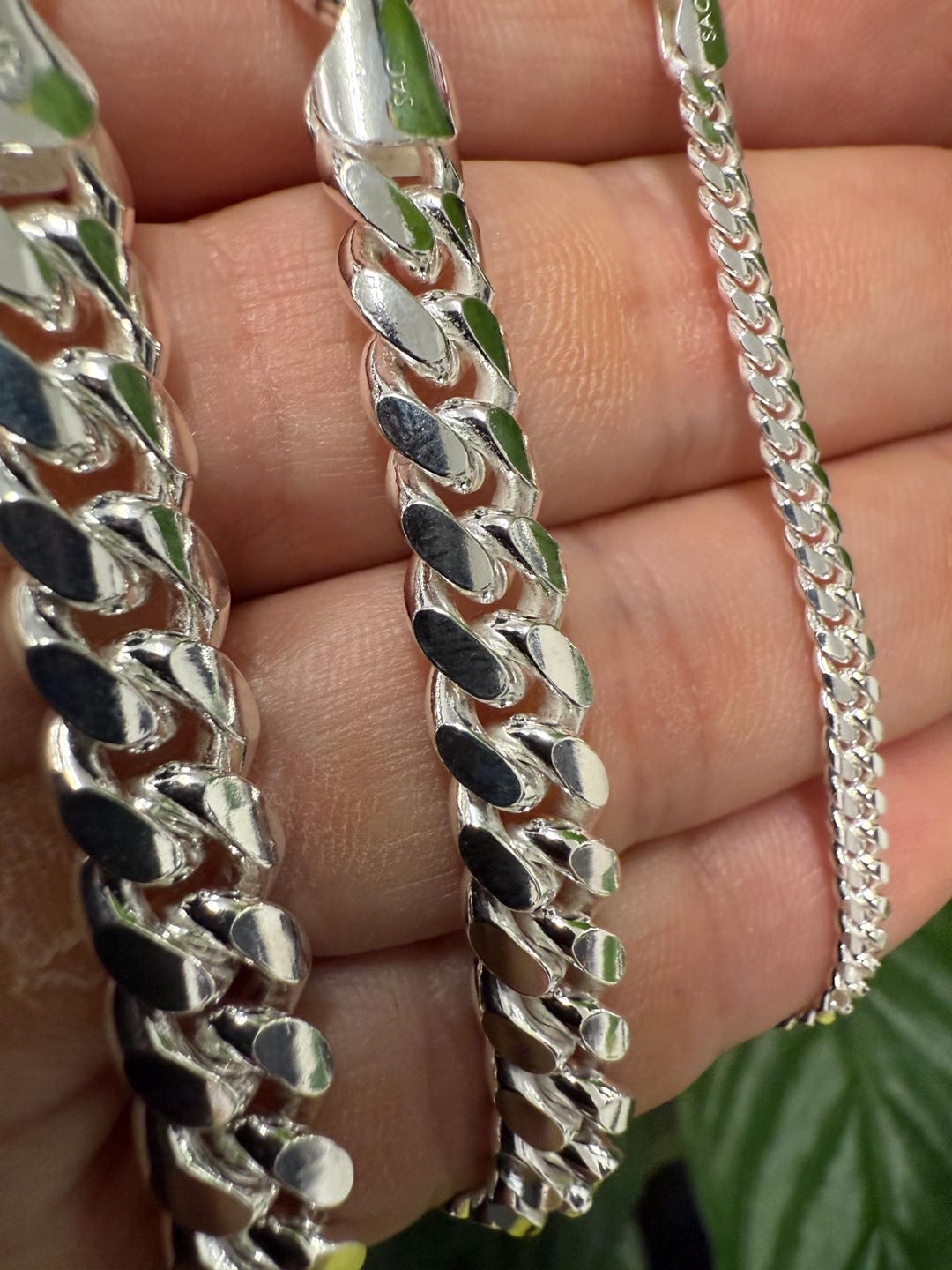 Sterling Silver Miami Cuban Curb Very Tight Close Links Chain Men's ...