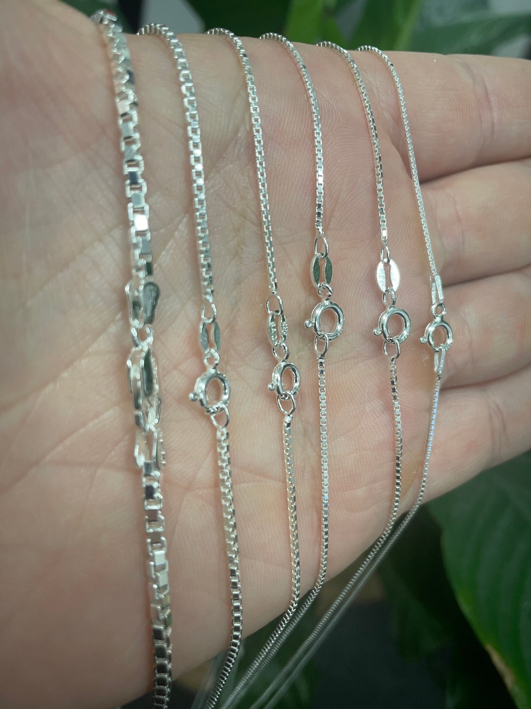 Italian Sterling Silver Box Chain Necklace 925 - Etsy