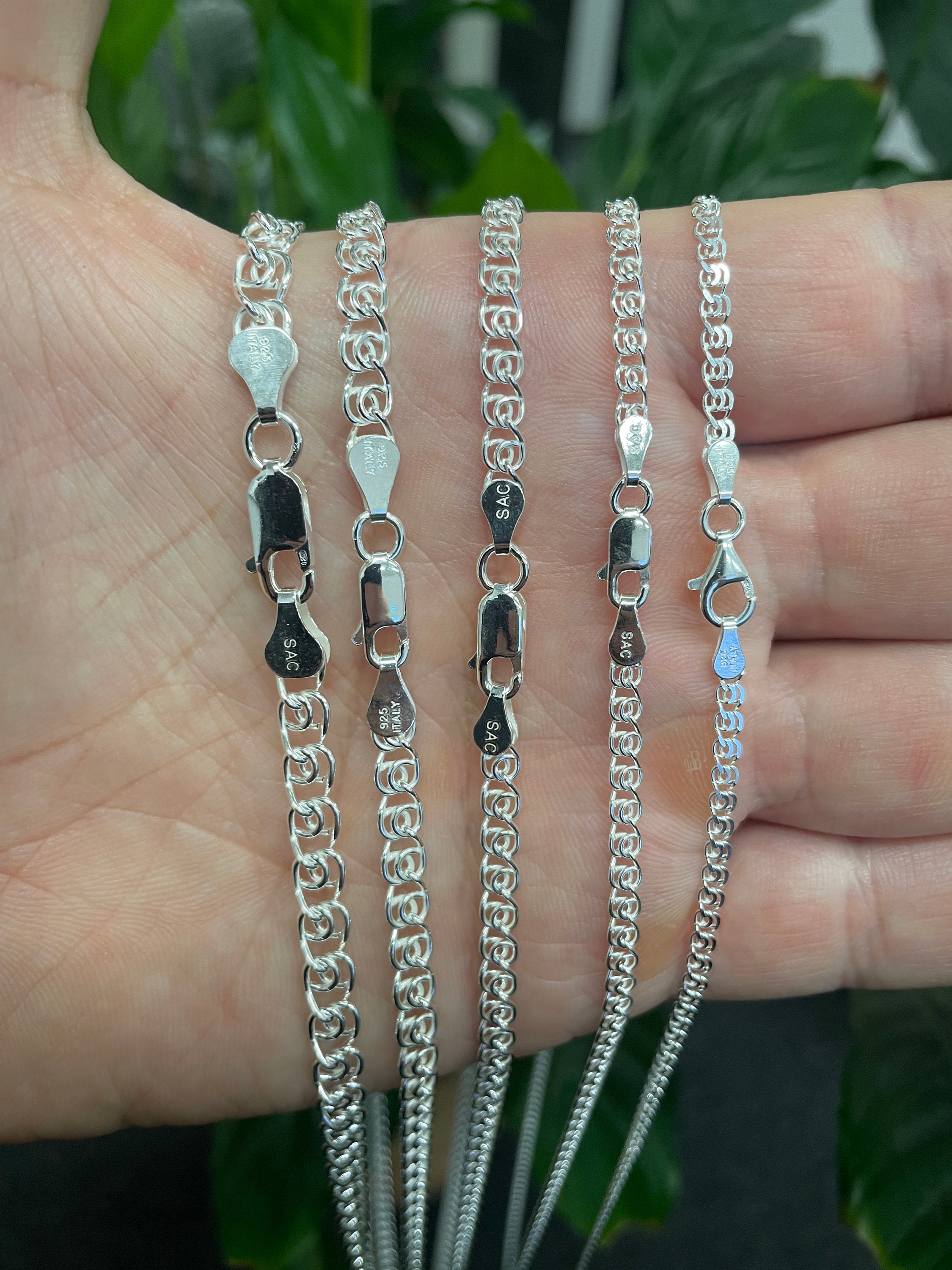 Italian Sterling Silver Love Chain Necklace 925 - Etsy