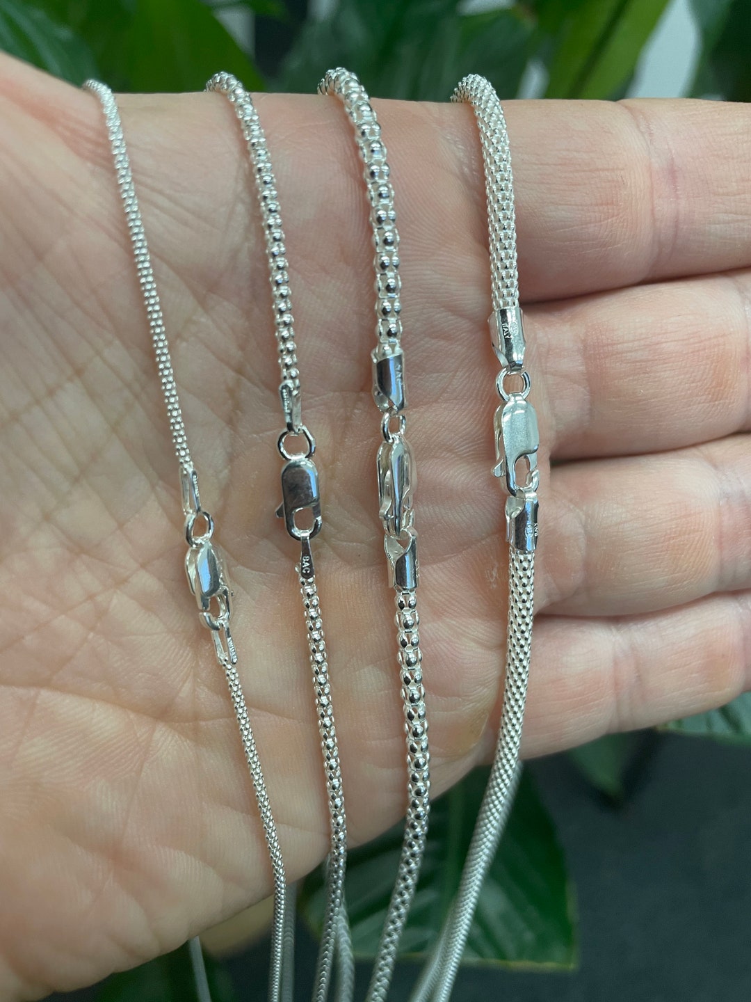 Italian Sterling Silver Popcorn Mesh Chain Necklace 925 - Etsy