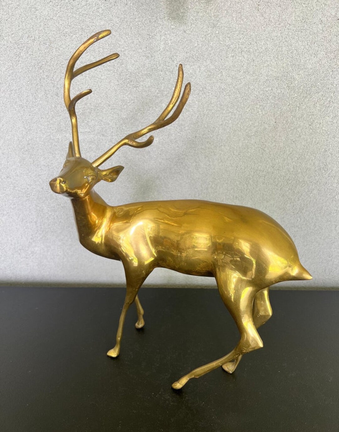 MCM Large Vintage Solid Brass Deer - Etsy