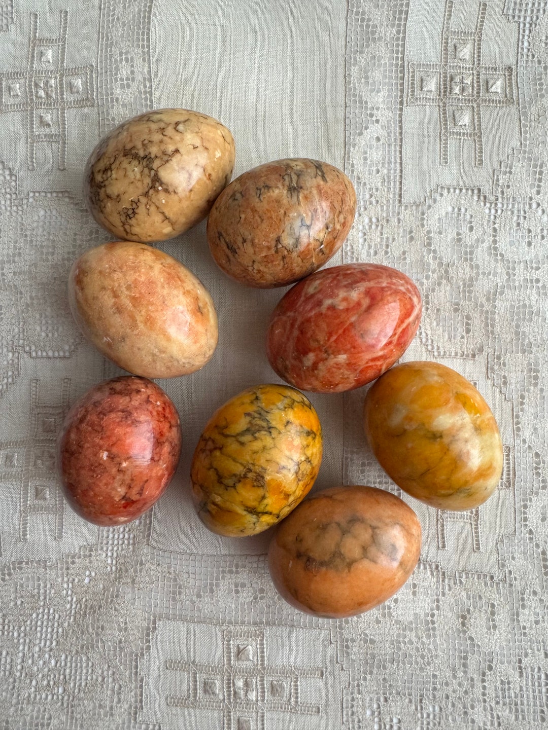 Set of 8 Vintage Marble Eggs in Shades of Orange/ Easter Decor - Etsy