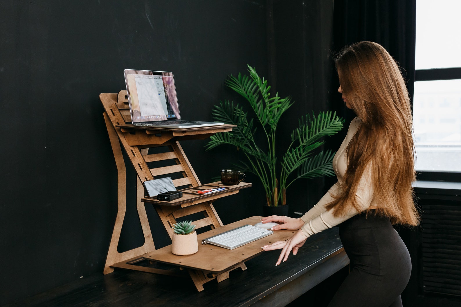 Standing Desk Adjustable laptop stand standing desk Wood | Etsy