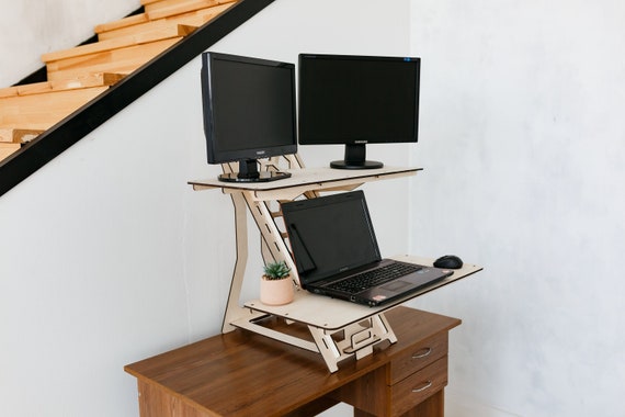 Standing Desk Desk for Standing Work Wood Work Station Laptop Stand Modern Desk Adjustable Desk Stand Vintage Stand Etsy UK