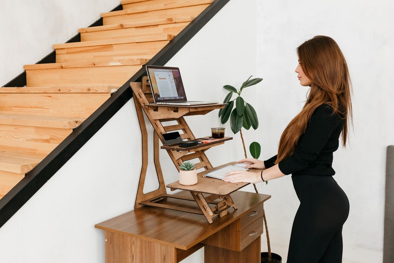 Standing Laptop Stand Standing Desk Wood Work Station Laptop - Etsy