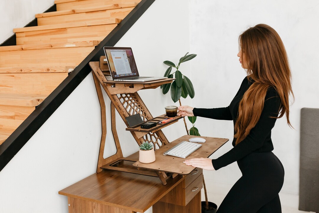 Adjustable Standing Desk, Laptop Stand, Work From Home, Wood Work ...