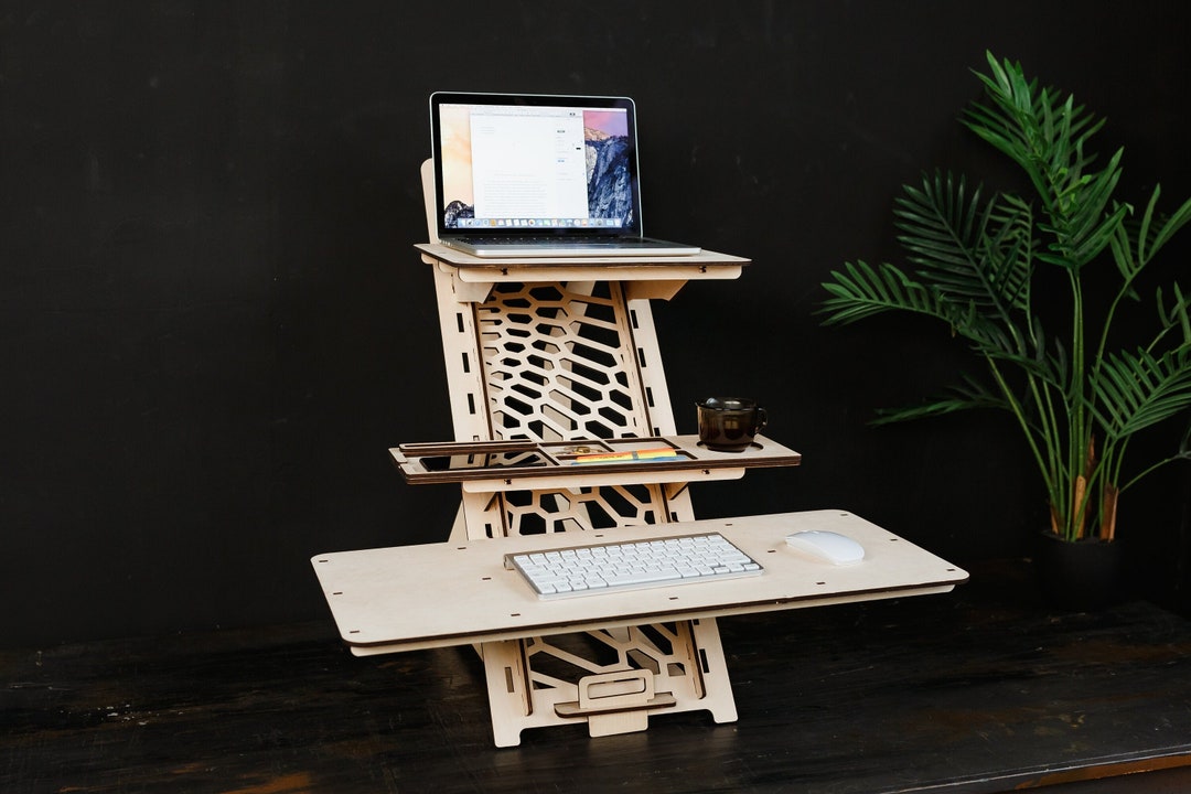 Standing Desk, Standing Laptop Stand, Adjustable Desk Stand, Wood Work ...