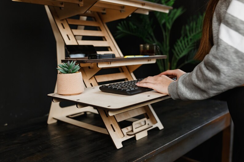 Standing Desk Wood Work Station Laptop Stand Modern Desk | Etsy