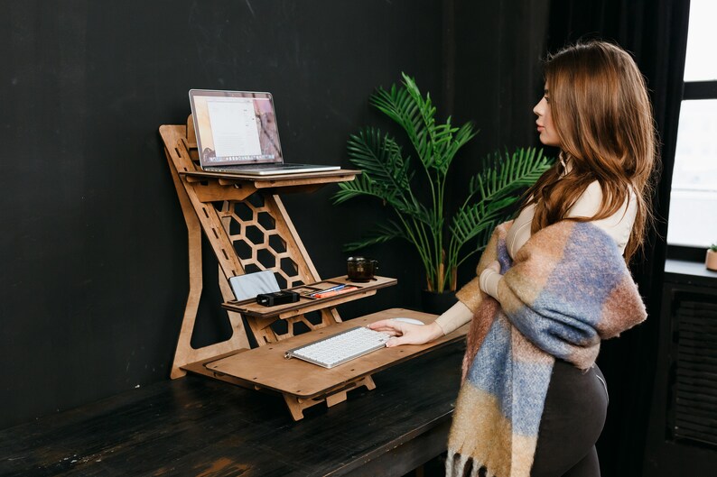 Standing Desk Wood Work Station Adjustable Standing Desk - Etsy
