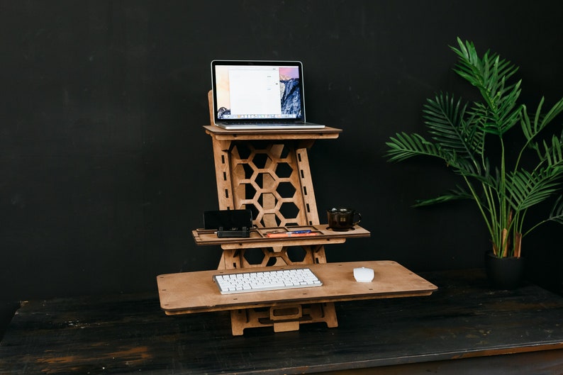 Standing Desk Wood Work Station Adjustable Standing Desk - Etsy