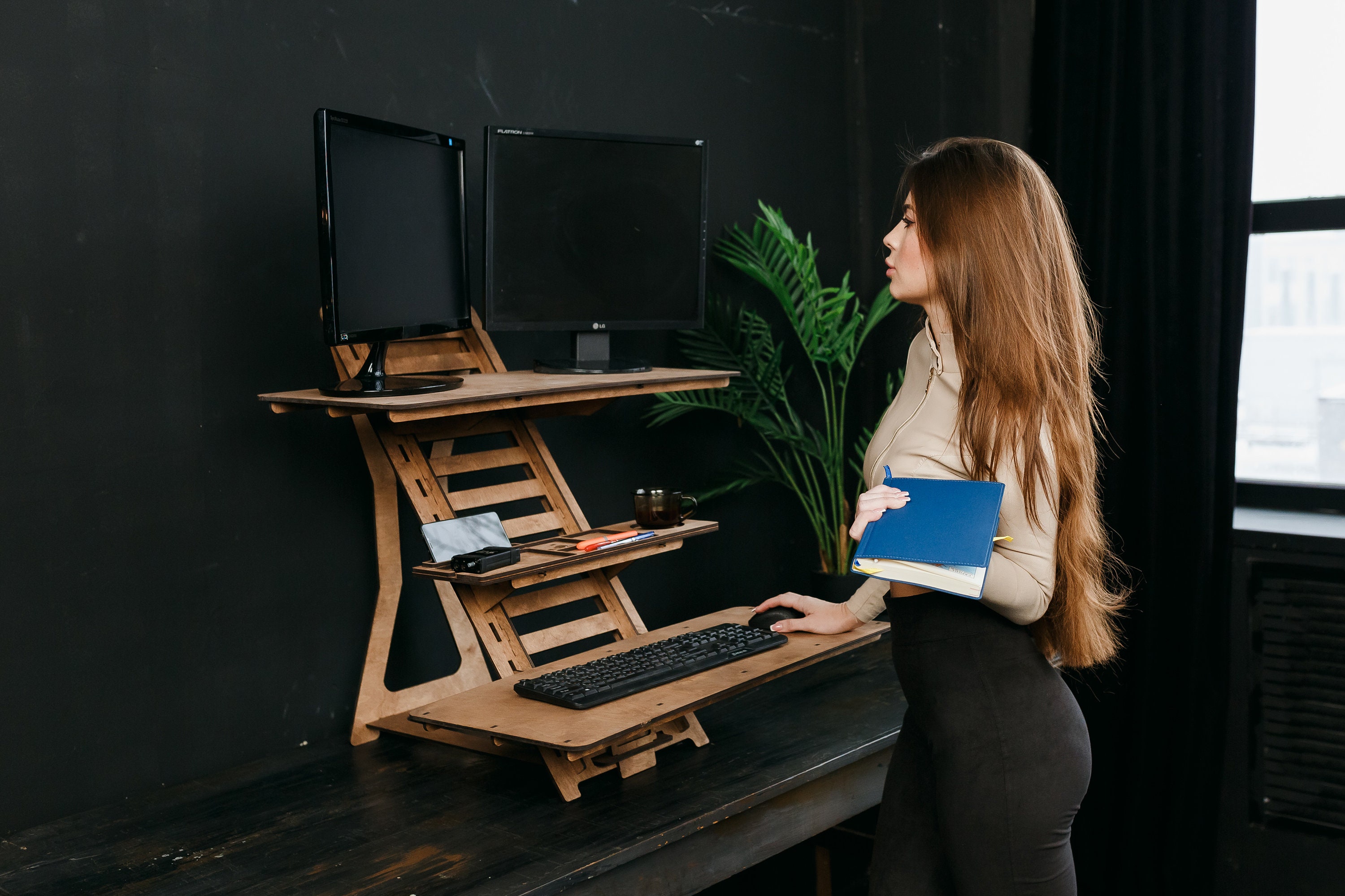 Standing Desk Laptop Stand Adjustable Standing Desk Wood - Etsy UK