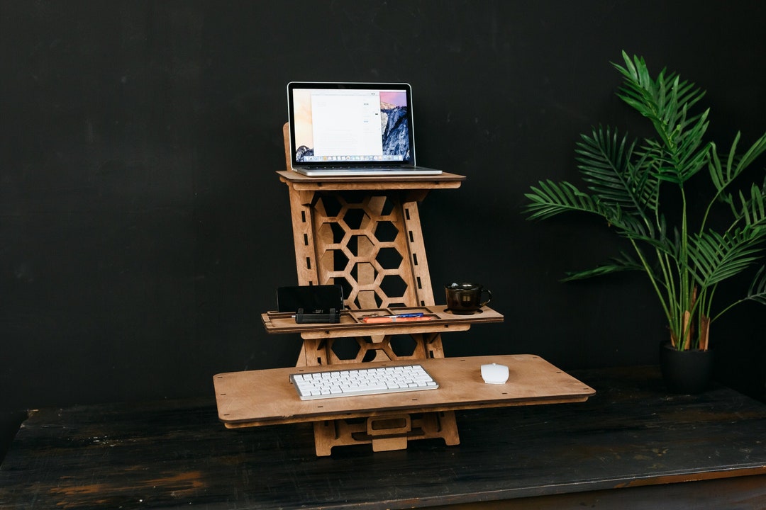 Standing Desk, Wood Work Station , Adjustable Standing Desk, Laptop ...