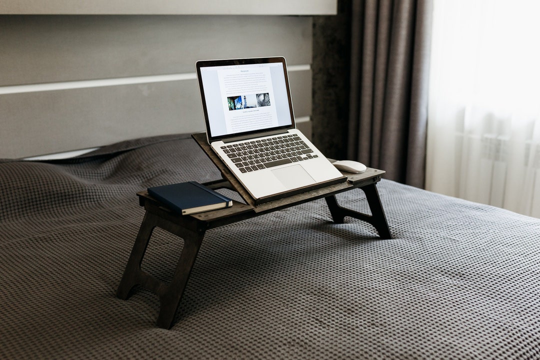 Wood Laptop Stand, Adjustable Desk, Folding Legs, Home Office, Computer ...