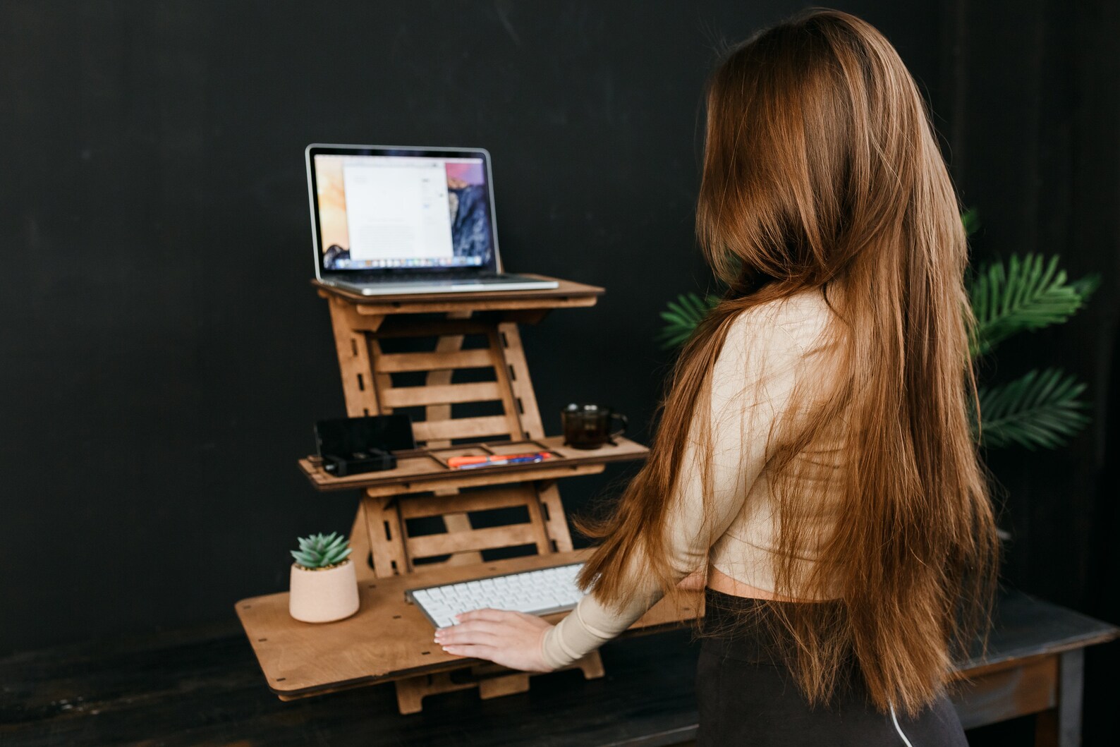 Standing Desk Adjustable laptop stand standing desk Wood | Etsy