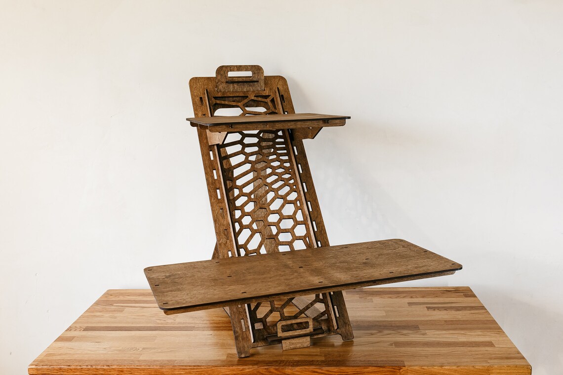 Standing Desk Wood Work Station Laptop Stand Modern - Etsy