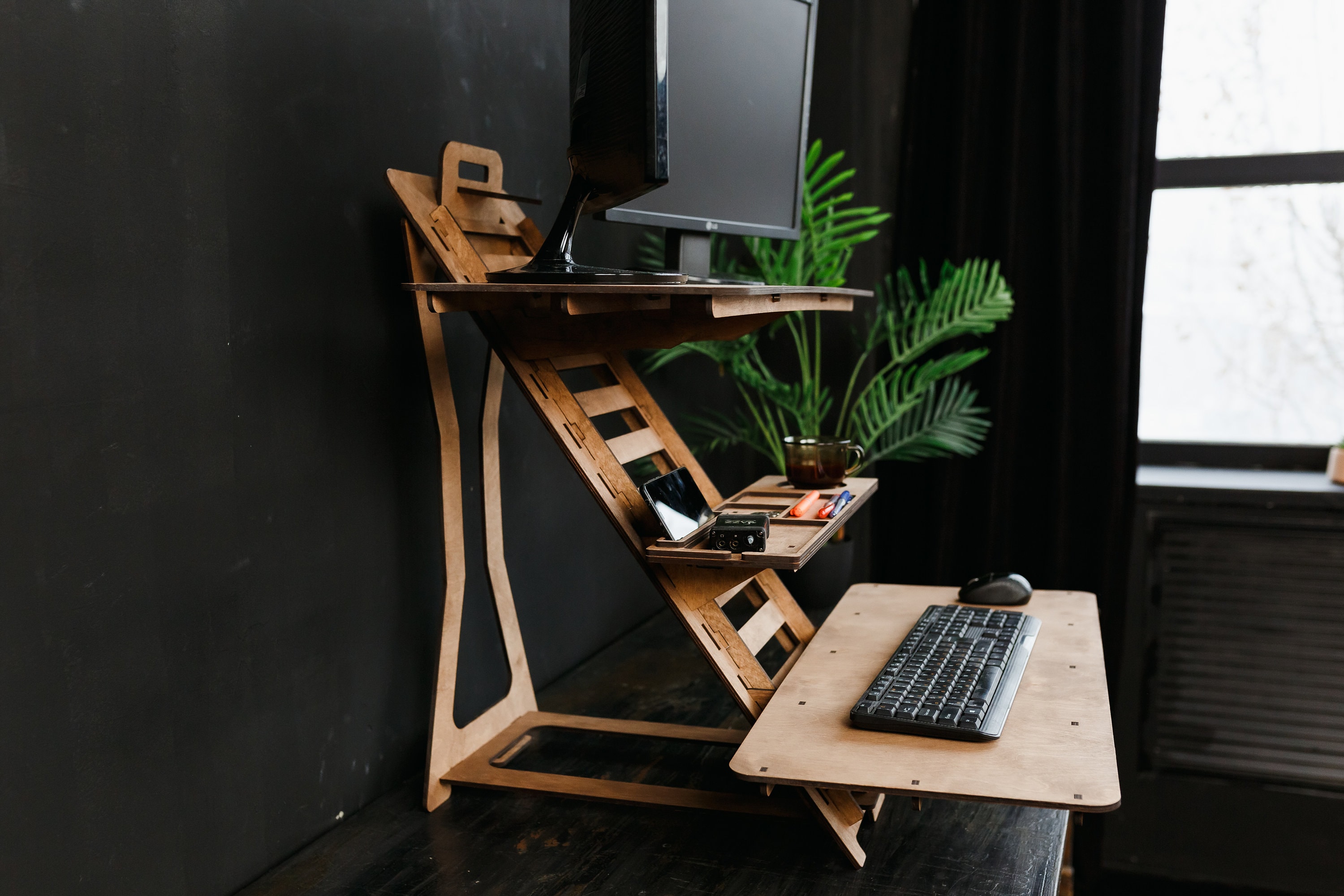 Standing desk Laptop stand Adjustable standing desk Wood | Etsy