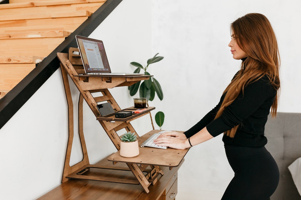 Standing Laptop Stand Standing Desk Wood Work Station Laptop - Etsy