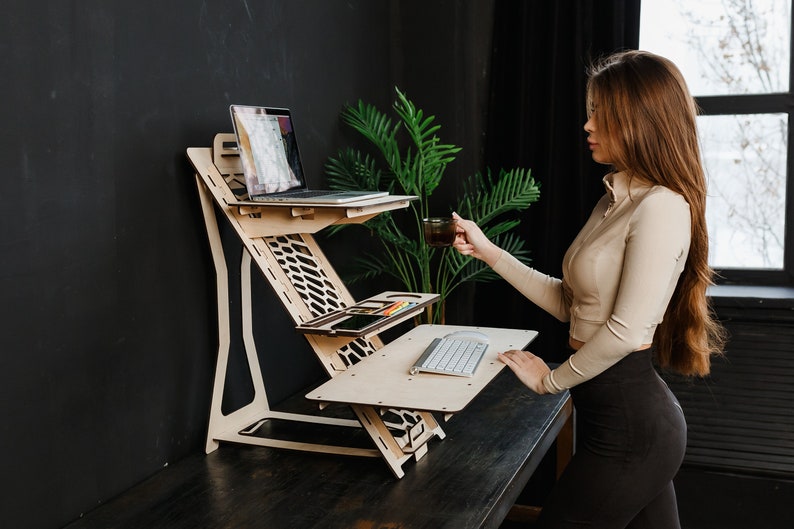 Standing Laptop Stand Standing Desk Wood Work Station Laptop | Etsy