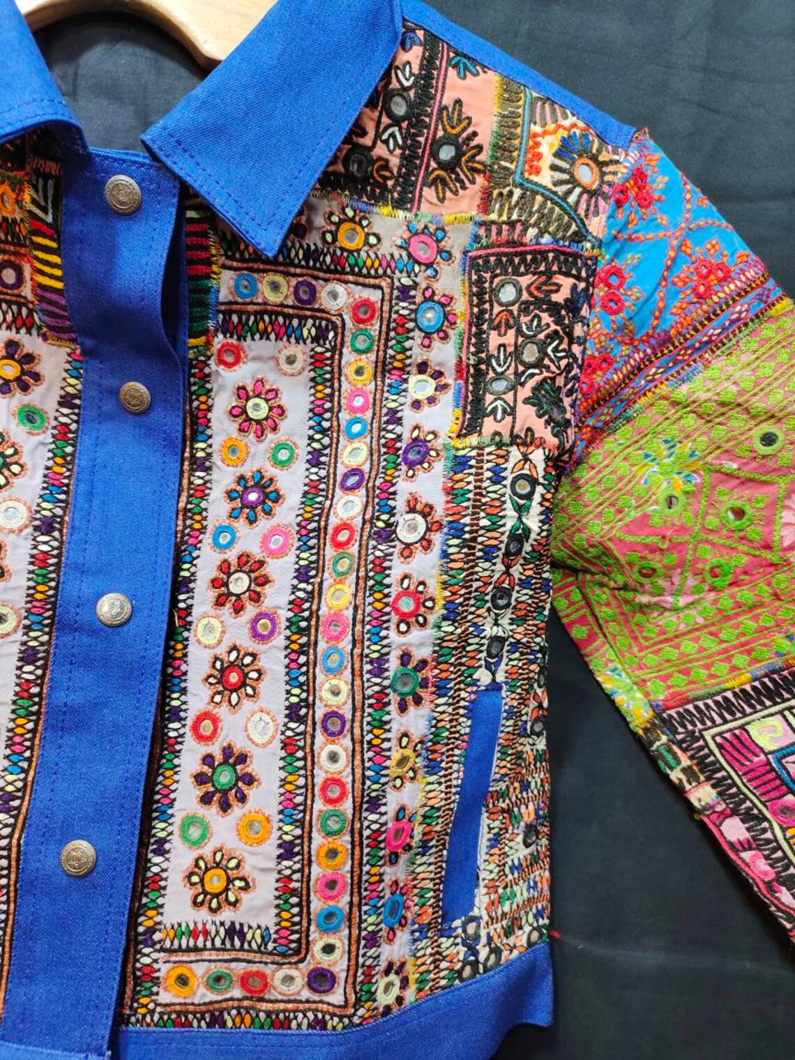 Pakistani Fabric Denim Jacket Etsy pakistani-fabric-denim-jacket-etsy