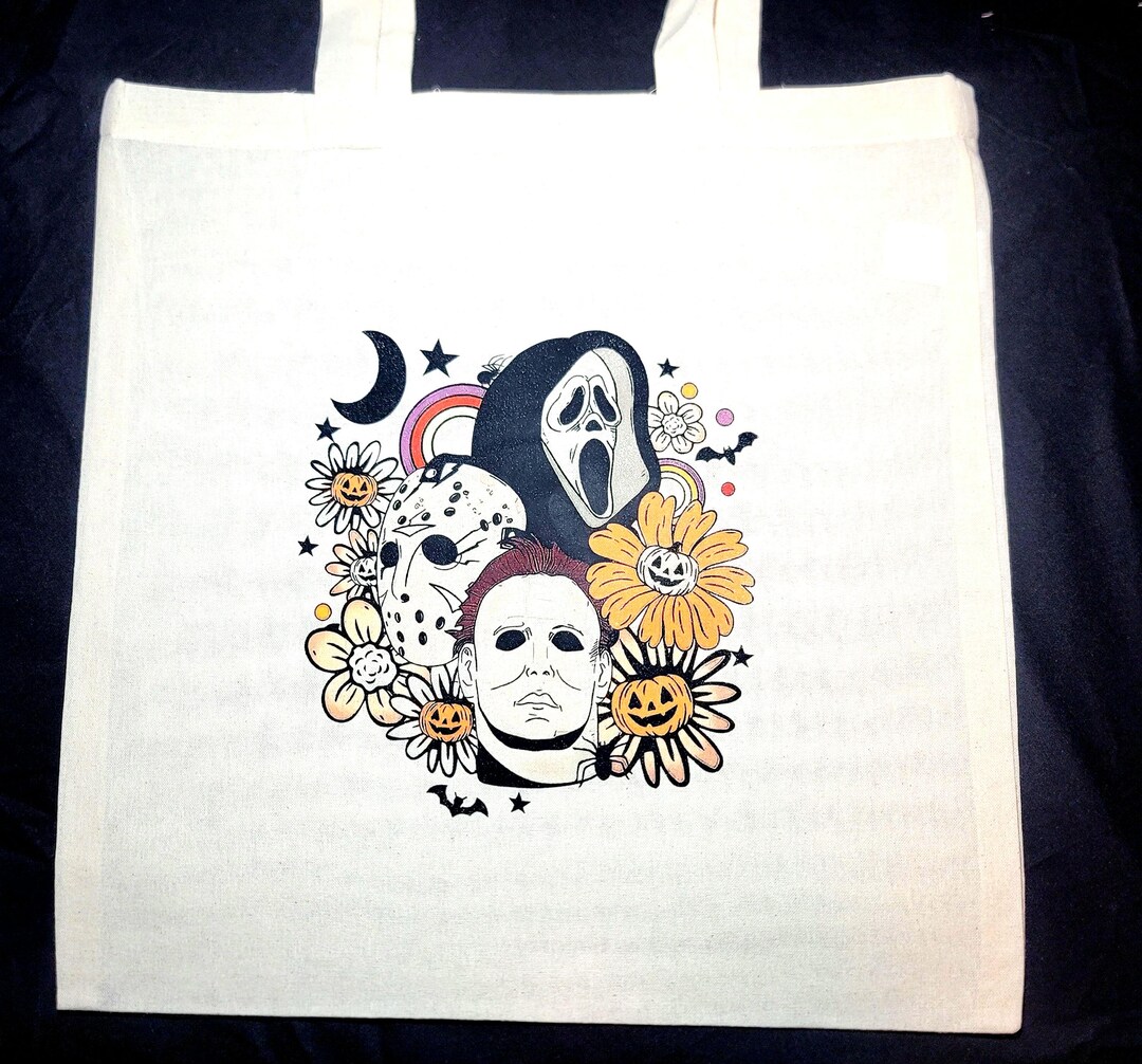 Floral Horror Trio Tote Bag – Ghostface, Michael Myers, & Jason ...