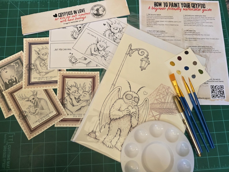 Cryptids in Love Watercolor Art Kit – Beginner Valentine's Day Gift - Etsy