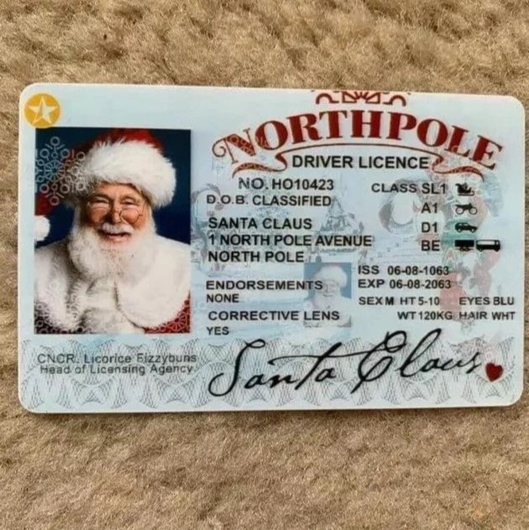 Santa Sleigh License, Santa Lost Driving License, Santa Driving License ...