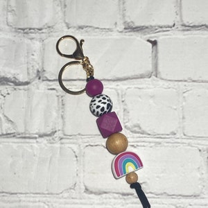 Boho Rainbow Keychain, Rainbow Keychain, Birthday Gift, Cow Bead ...