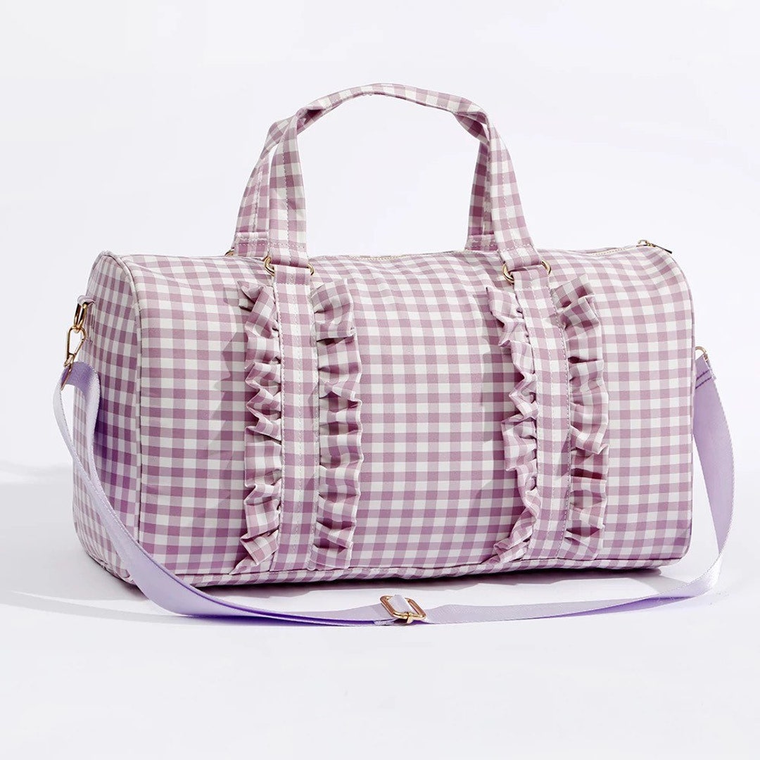 Gingham Ruffle Duffel Bag, Duffel Bag With Chenille Varsity Patches ...