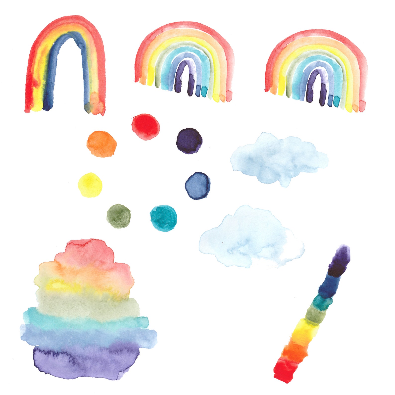 Classic Rainbow PNG Rainbow Watercolor Clipart Set Painted | Etsy
