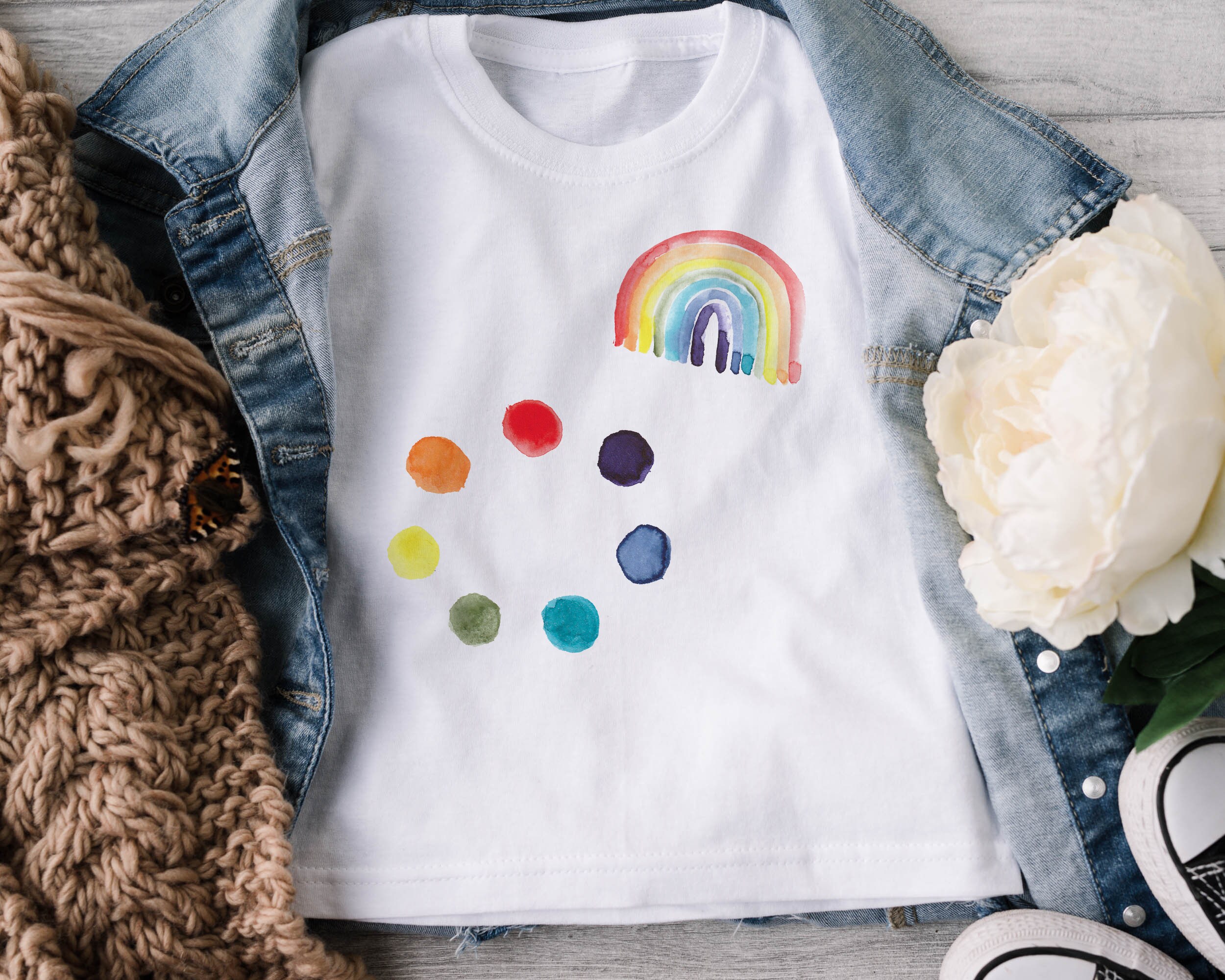 Classic Rainbow PNG Rainbow Watercolor Clipart Set Painted - Etsy