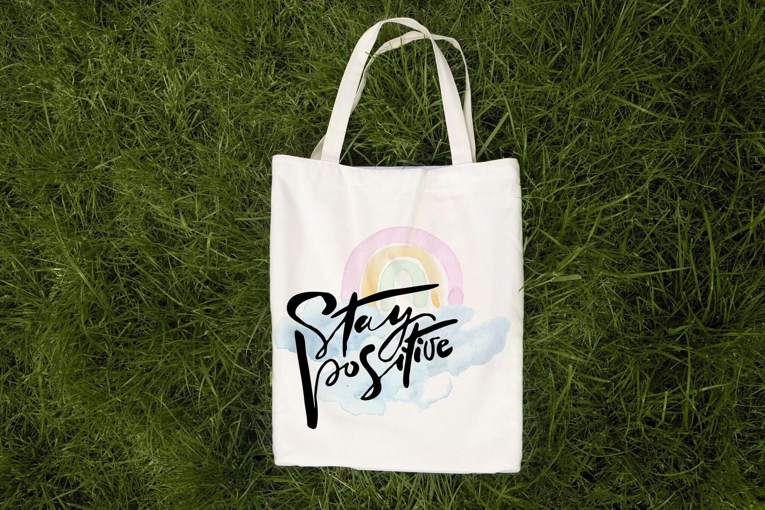 Stay Positive Pastel Rainbow and Clouds Sublimation PNG, Handlettered ...