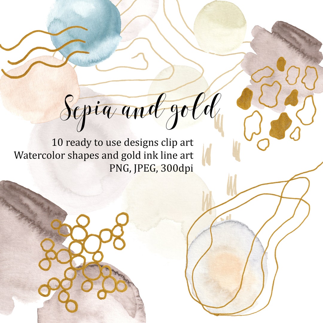 Abstract Watercolor Shapes Clipart. Brush Strokes, Splashes Spots and ...