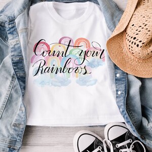 Count Your Rainbows Sublimation, Pastel Rainbows and Clouds ...