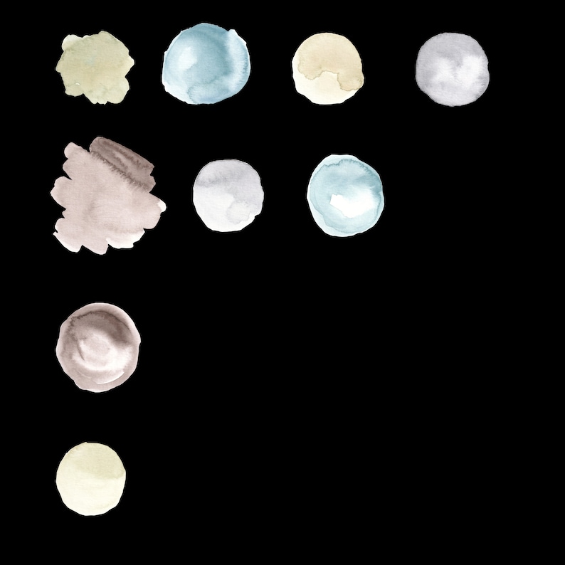 Neutral Watercolor Circle and Brush Stroke Clipart, Sepia Logo Clip Art ...