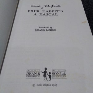 Vintage Enid Blytons Brer Rabbits A Rascal 1965 IST Edition Hardback ...
