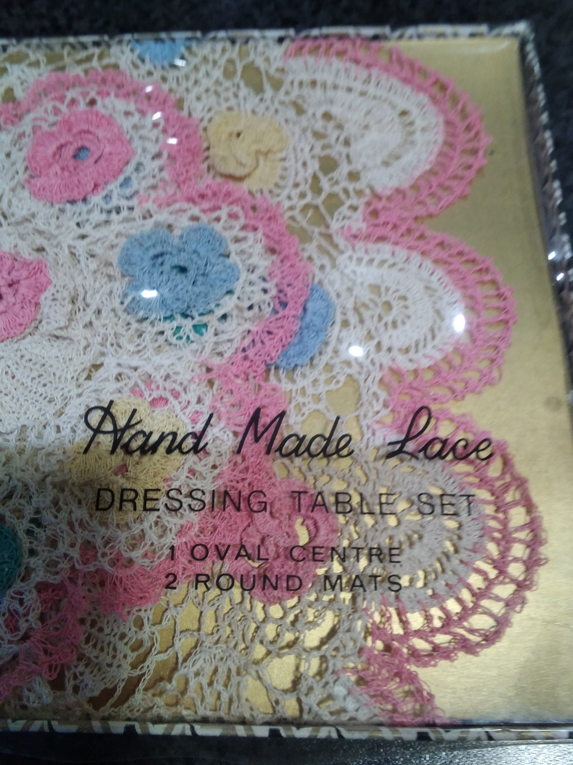 Vintage Hand Made Lace Dressing Table Set - Etsy