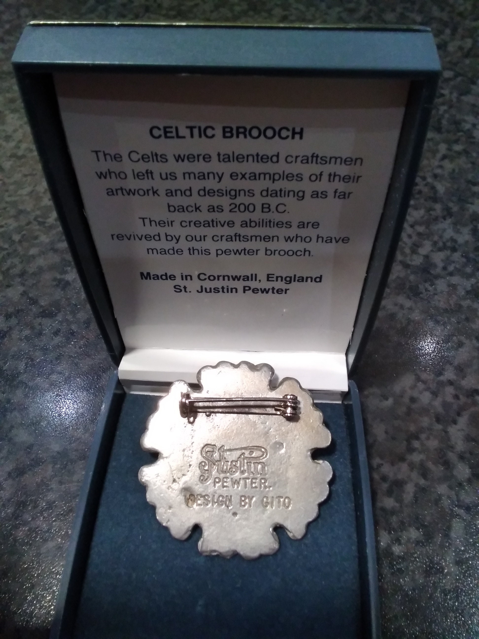 Vintage St. Justin Celtic Pewter and Copper Brooch. Design by Gito. - Etsy