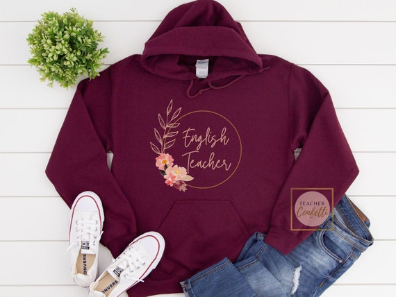 English Teacher Hoodie English Teacher Hooded Sweatshirt Etsy