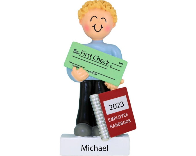 Personalized My First Job Ice Cream Ornament, New Job Gift for Son ...