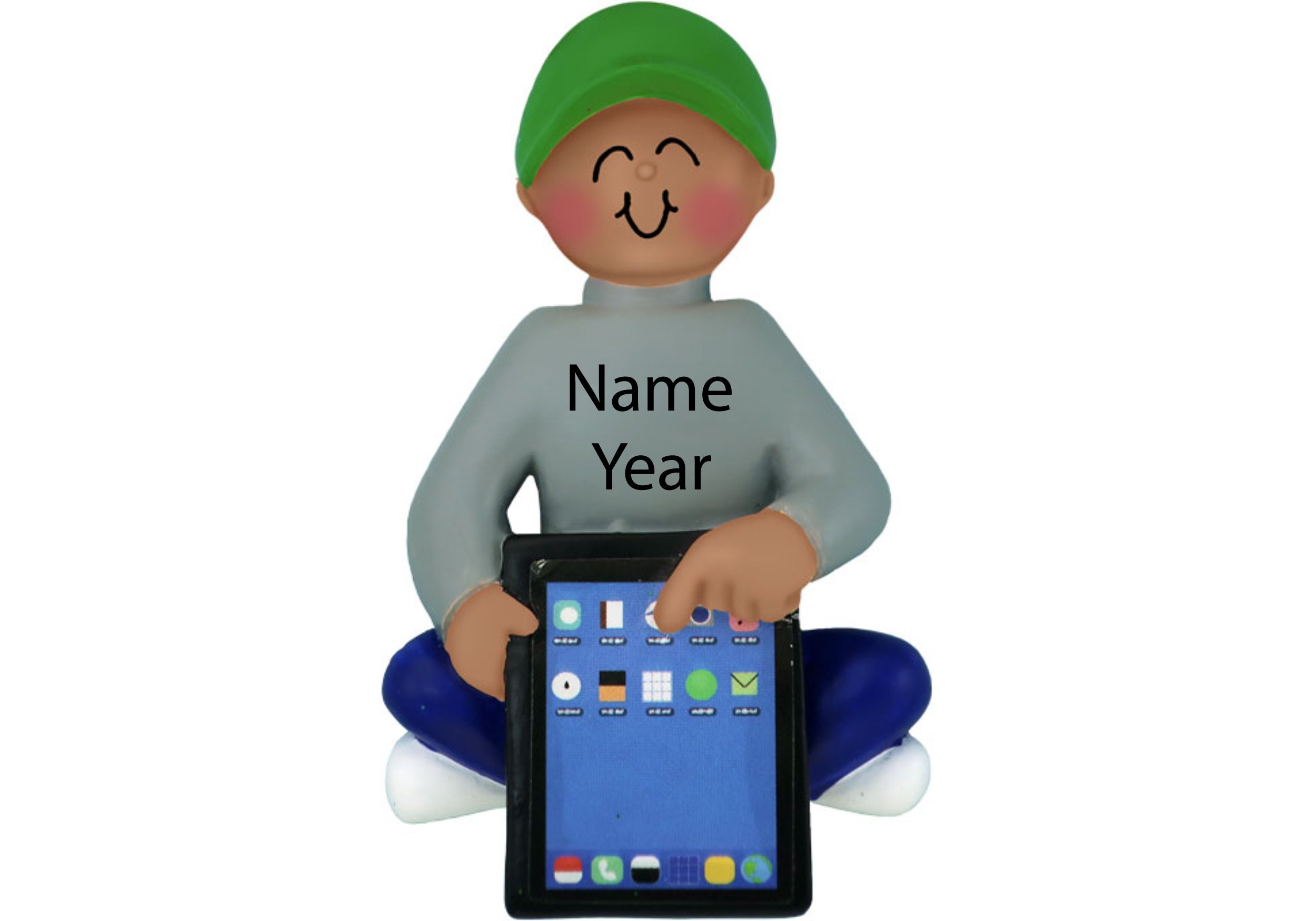 Kids Christmas Ornaments, Boy With Tablet iPad Personalized Ornament ...