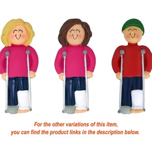 Broken Leg Ornament, Personalized Crutches Ornament, Gifts for Woman ...