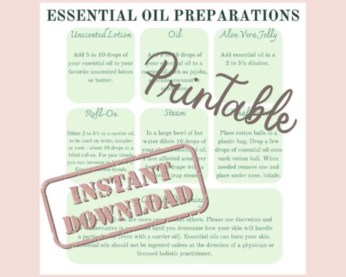 Herbalist Printables Essential Oils Preparations Guide Printables How ...