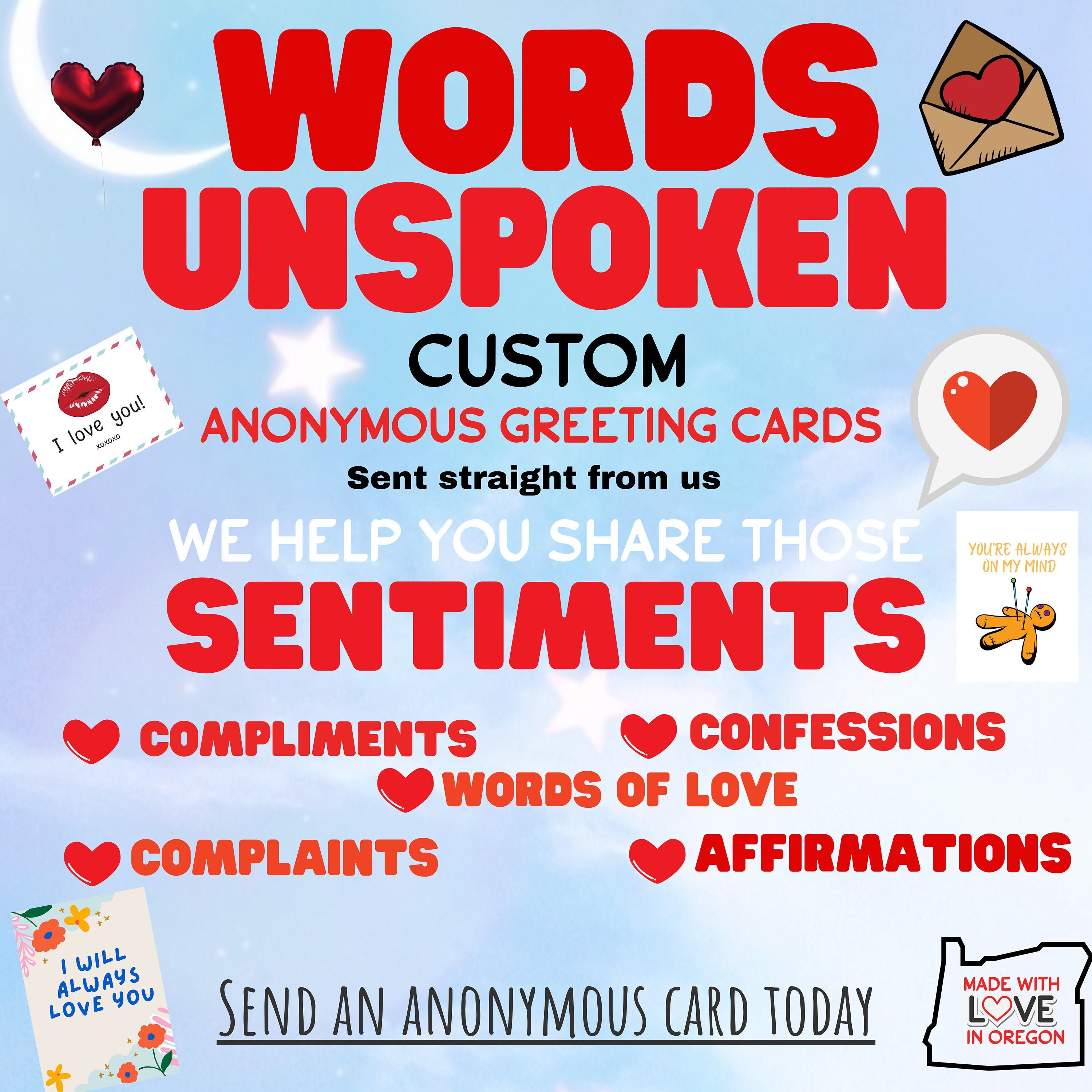 Anonymous Note Card / Watercolor Greeting Card/ Custom Message | Etsy