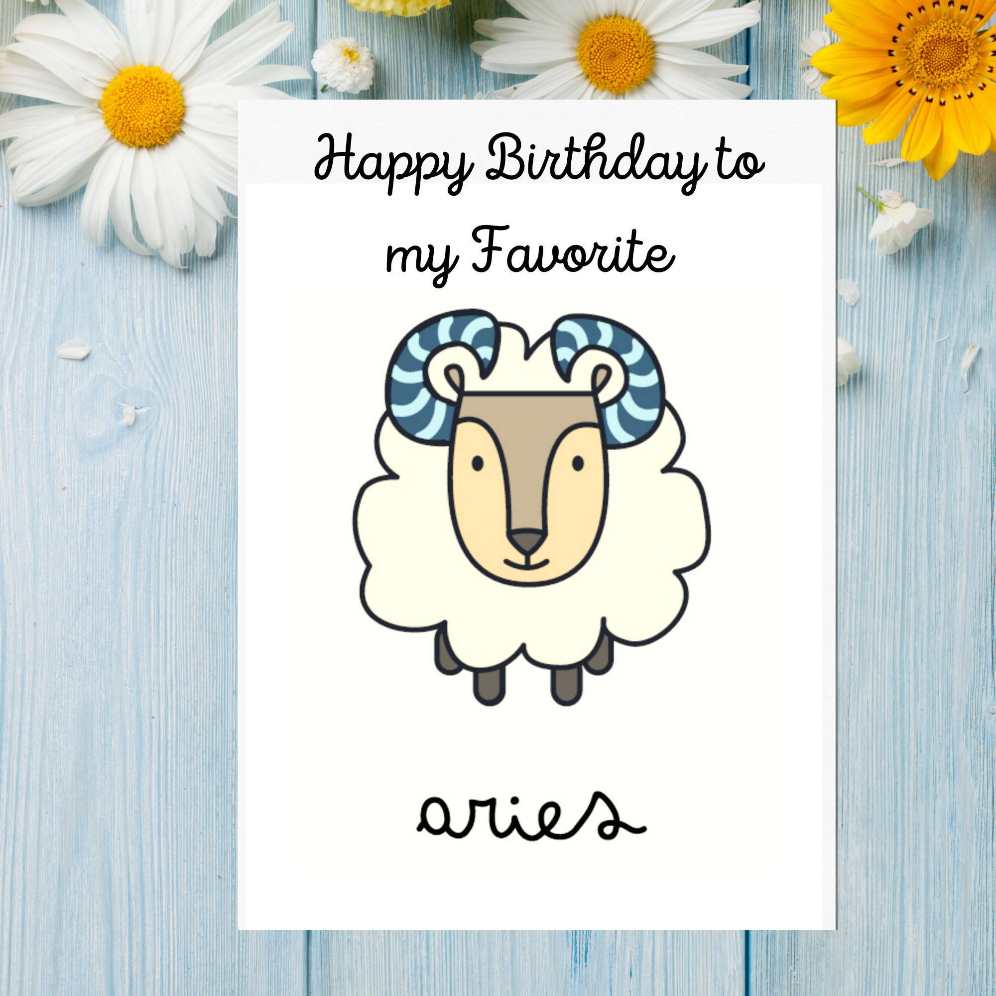 Aries Birthday Card Happy Birthday to My Favorite Aries Zodiac | Etsy