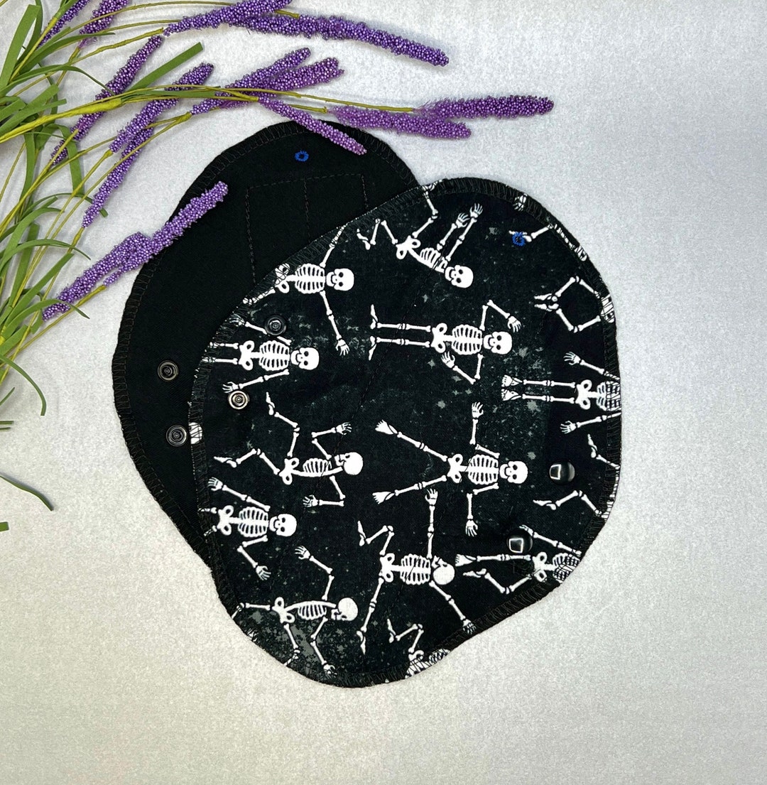 Skeleton Print Cloth Pad: Organic Cotton Flannel, Reusable Period Liner ...