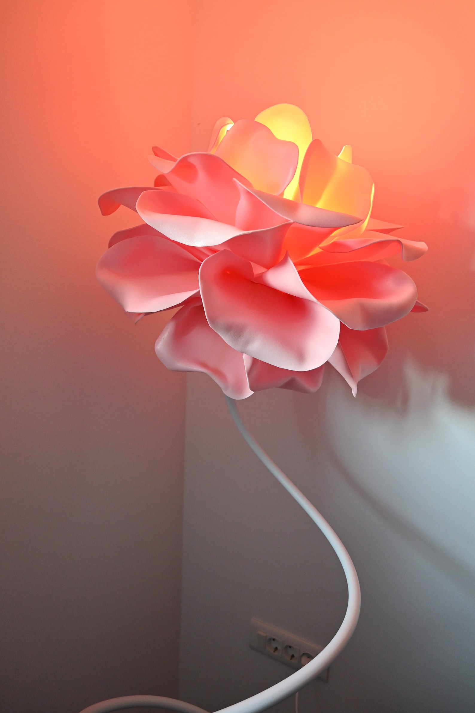Tall Lamp for Living Room Pastel Pink Lamp Accent Big Flower - Etsy