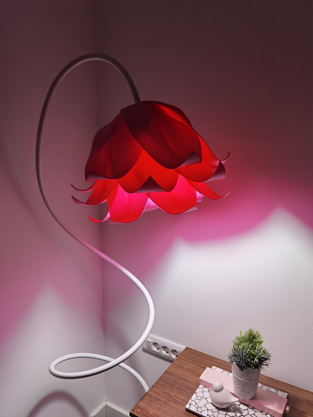 Elegant and Unique Floor Lighting - Floor Lamp - Magenta Flower Accent ...