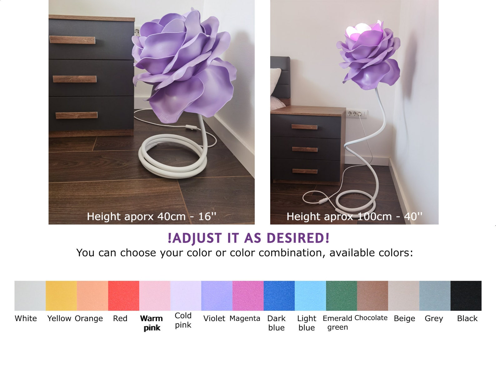 Red Rose Table Lamp for Romantic Evenings Adjustable Desk - Etsy